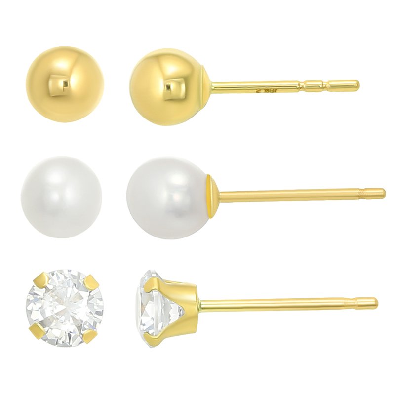 10k 3 pair Earring Set Gold Earrings Accessories Shop Your Navy Exchange Official Site