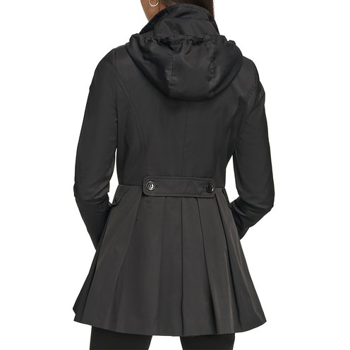 Calvin Klein Women's Double Breasted Raincoat With Hood And Skirted ...