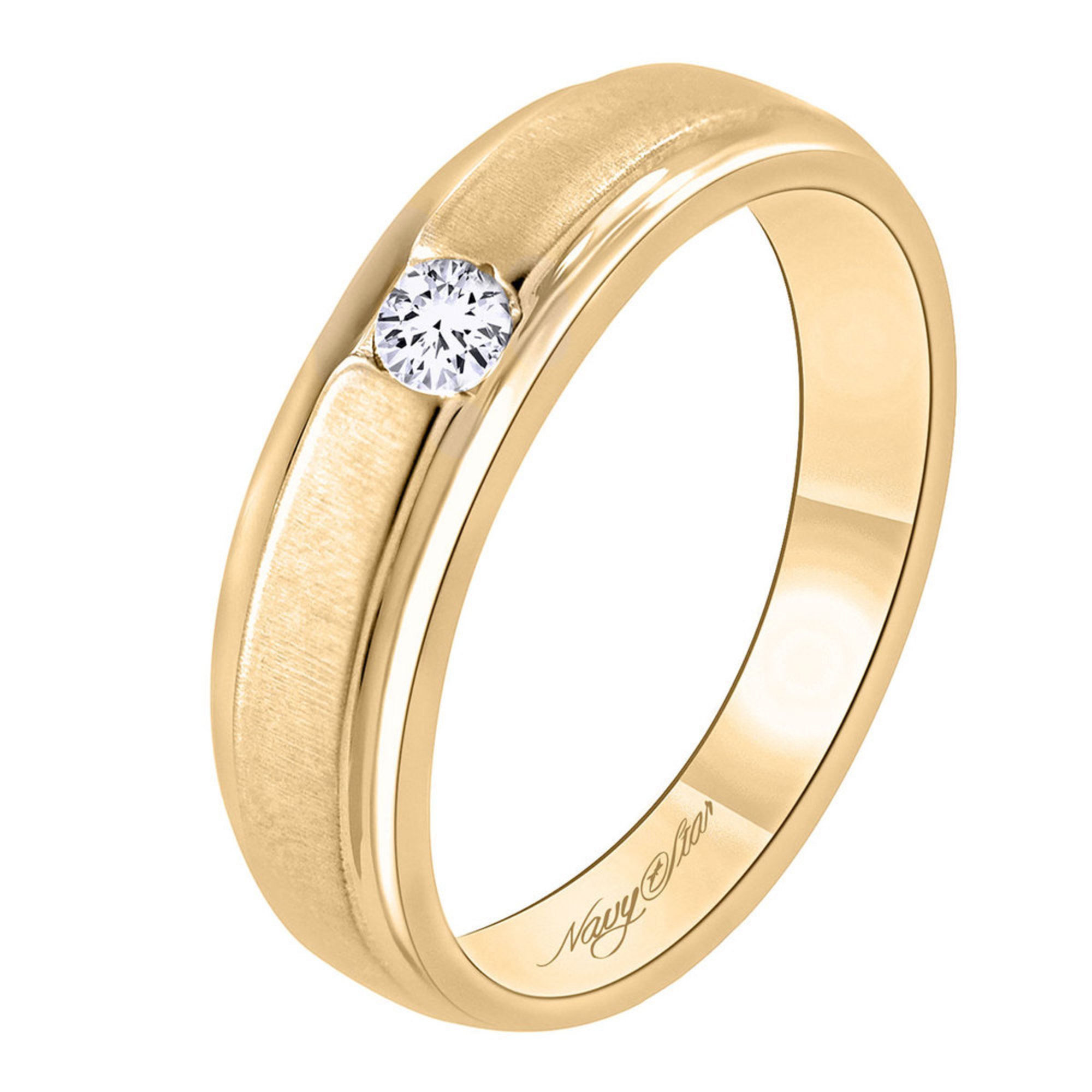 Navy Star 14k Yellow Gold 1/6 Cttw Men's Diamond Band | Men's Rings ...