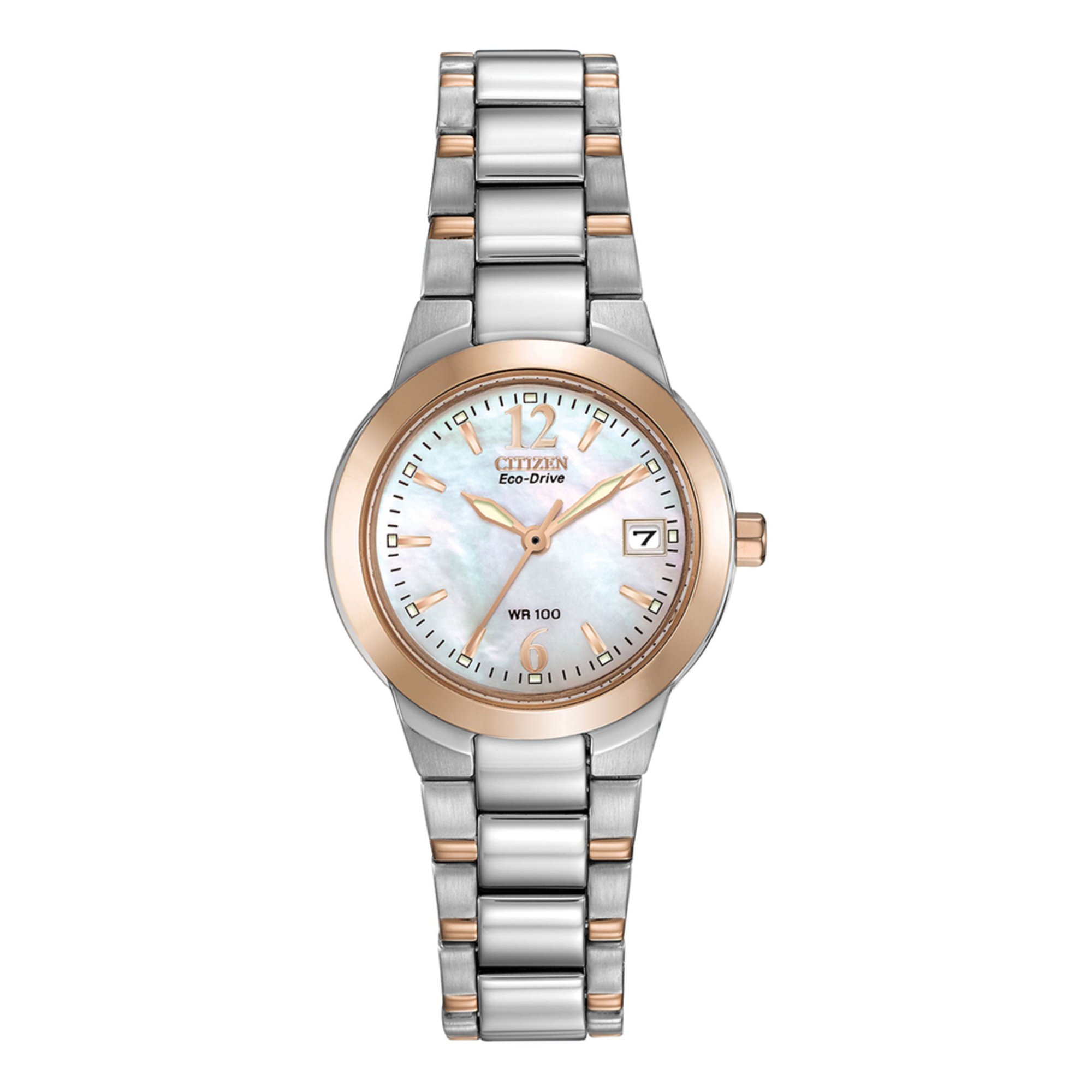 Citizen Womens Eco Drive Rose Gold Tone And Stainless Steel Bracelet