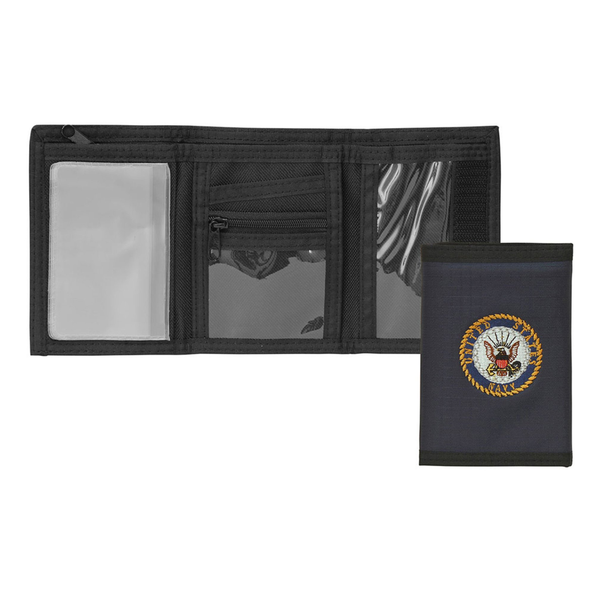 Mercury Luggage Usn Embroidered Seal Tri-fold Wallet - Navy Blue | Men ...