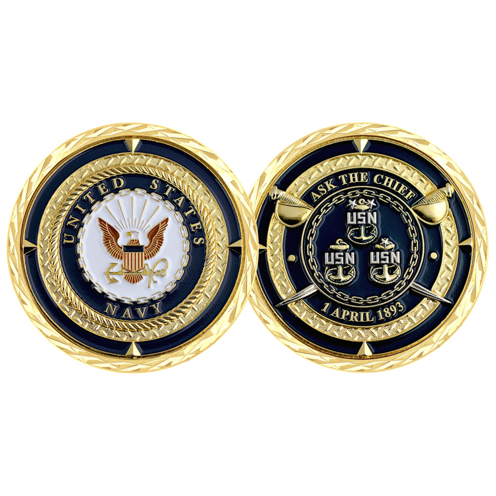 Challenge Coin Usn Ask The Chief Coin | Coins | Navy Pride - Shop Your ...