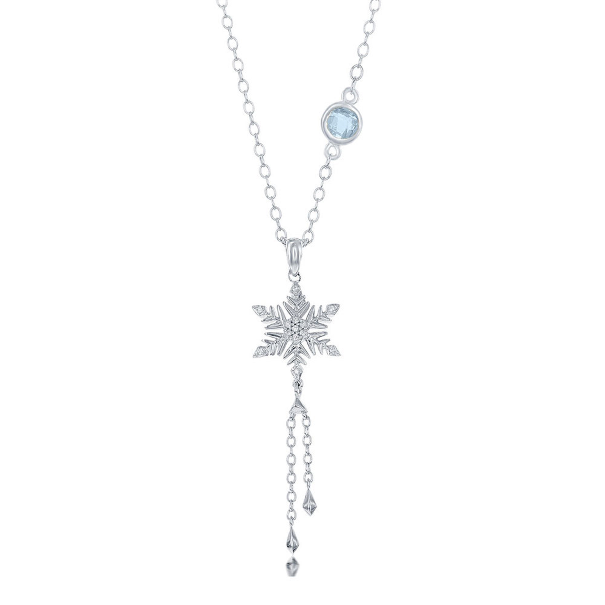 Disney Enchanted 1/10 Cttw Elsa Silver Snowflake Necklace | Diamond ...