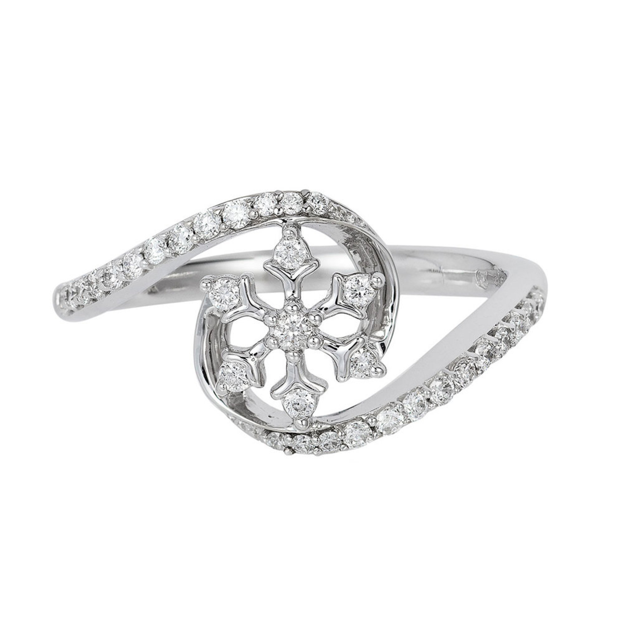 Disney Enchanted 1/4 Cttw Elsa Frozen 14k White Gold Snowflake Ring ...