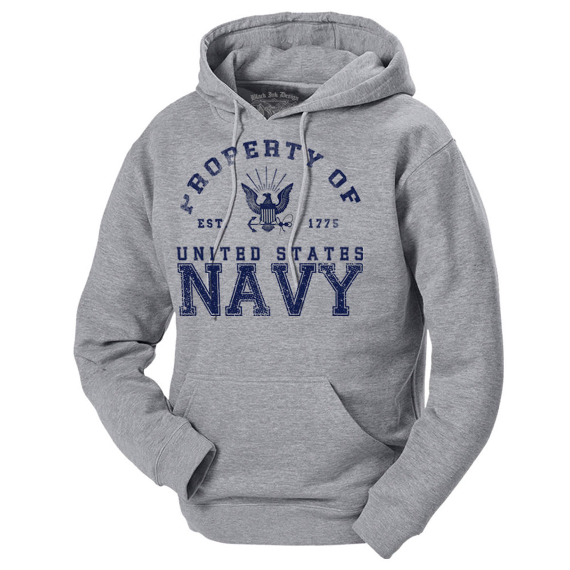 Black Ink Men's Property Of Usn Fleece Hoodie | Men's Navy Pride ...