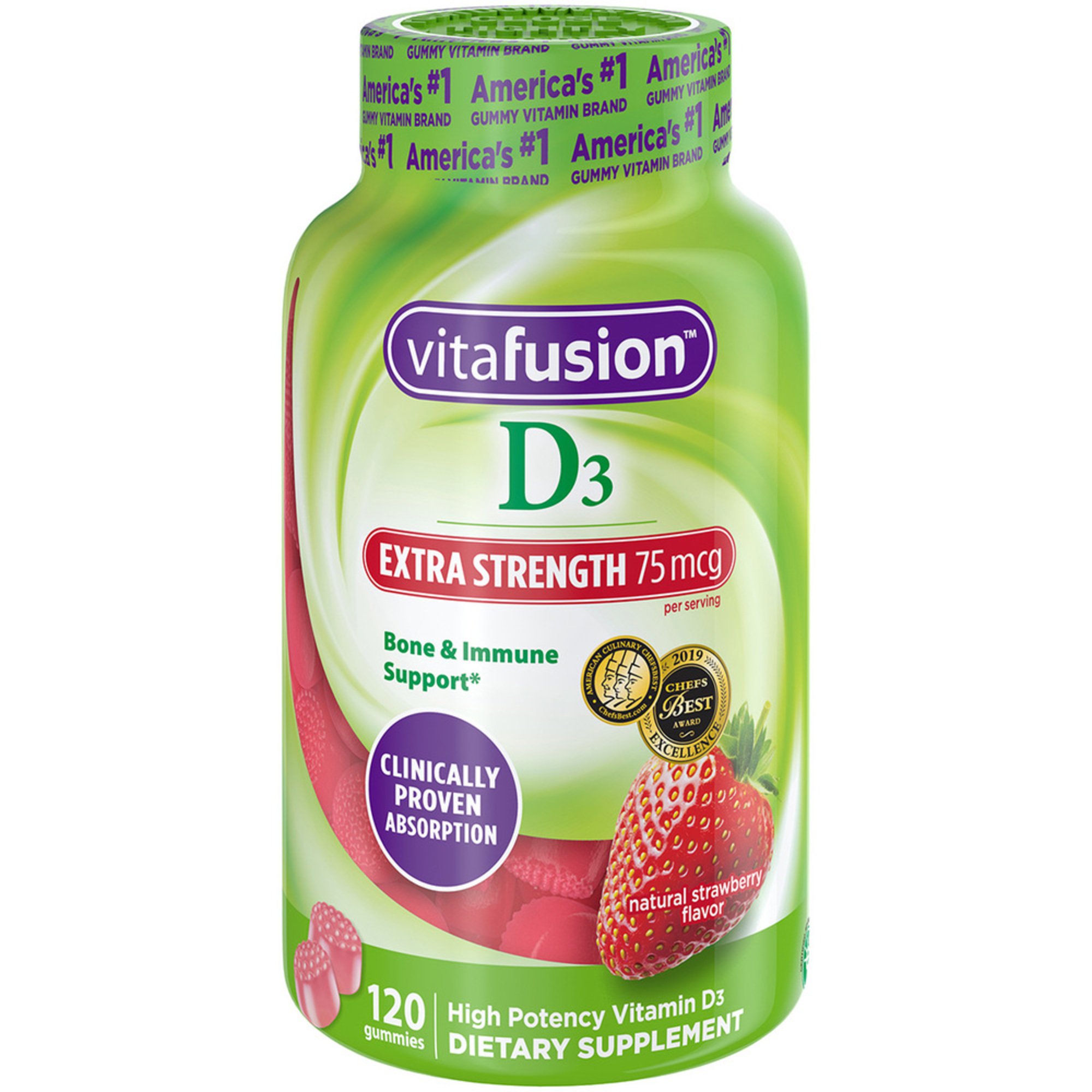 Vitafusion Extra Strength 75mcg Vitamin D3 Gummies, 120-count | Vitamin ...