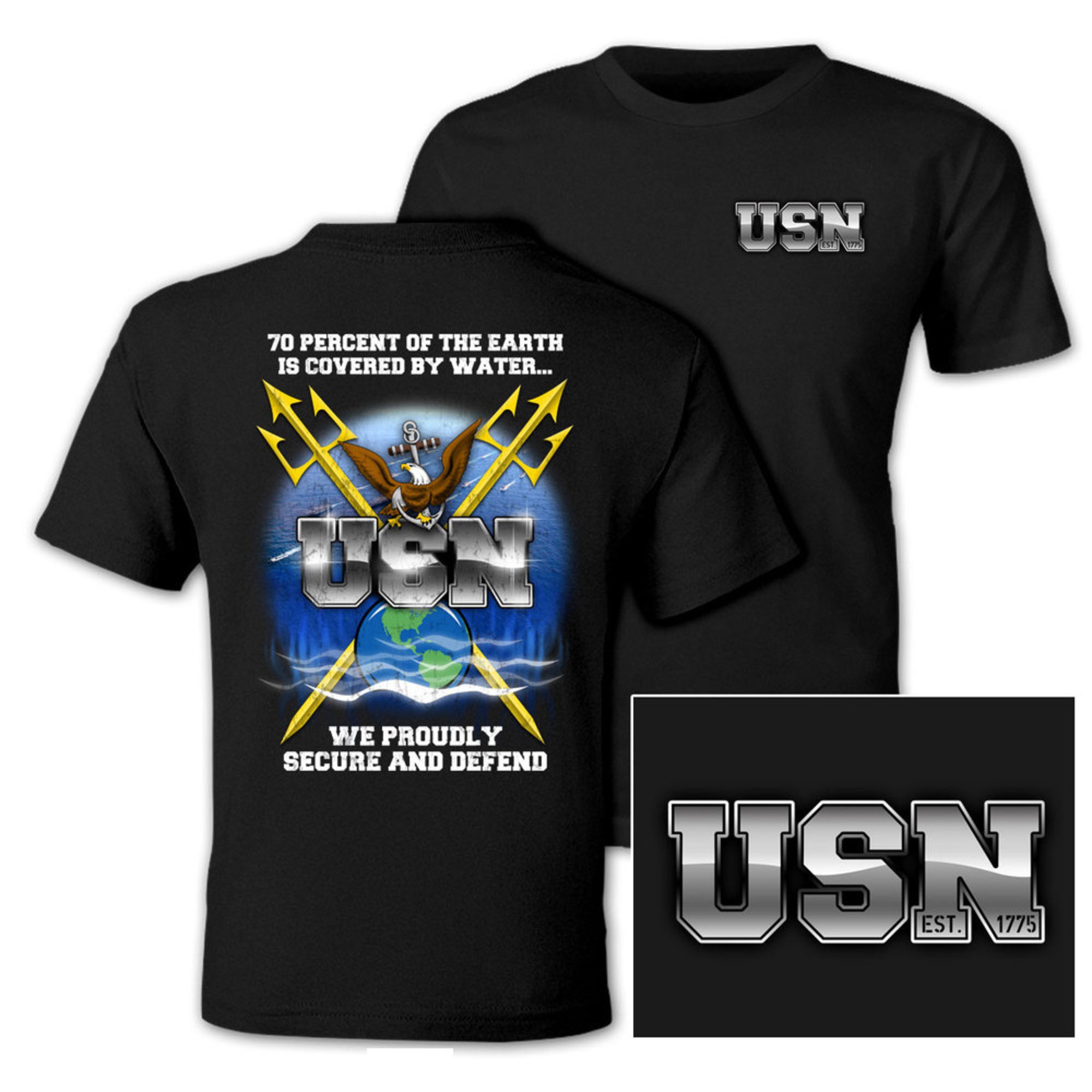 Navaltees Men's Usn Secure And Defend Tee | Men's Navy Pride Tees ...