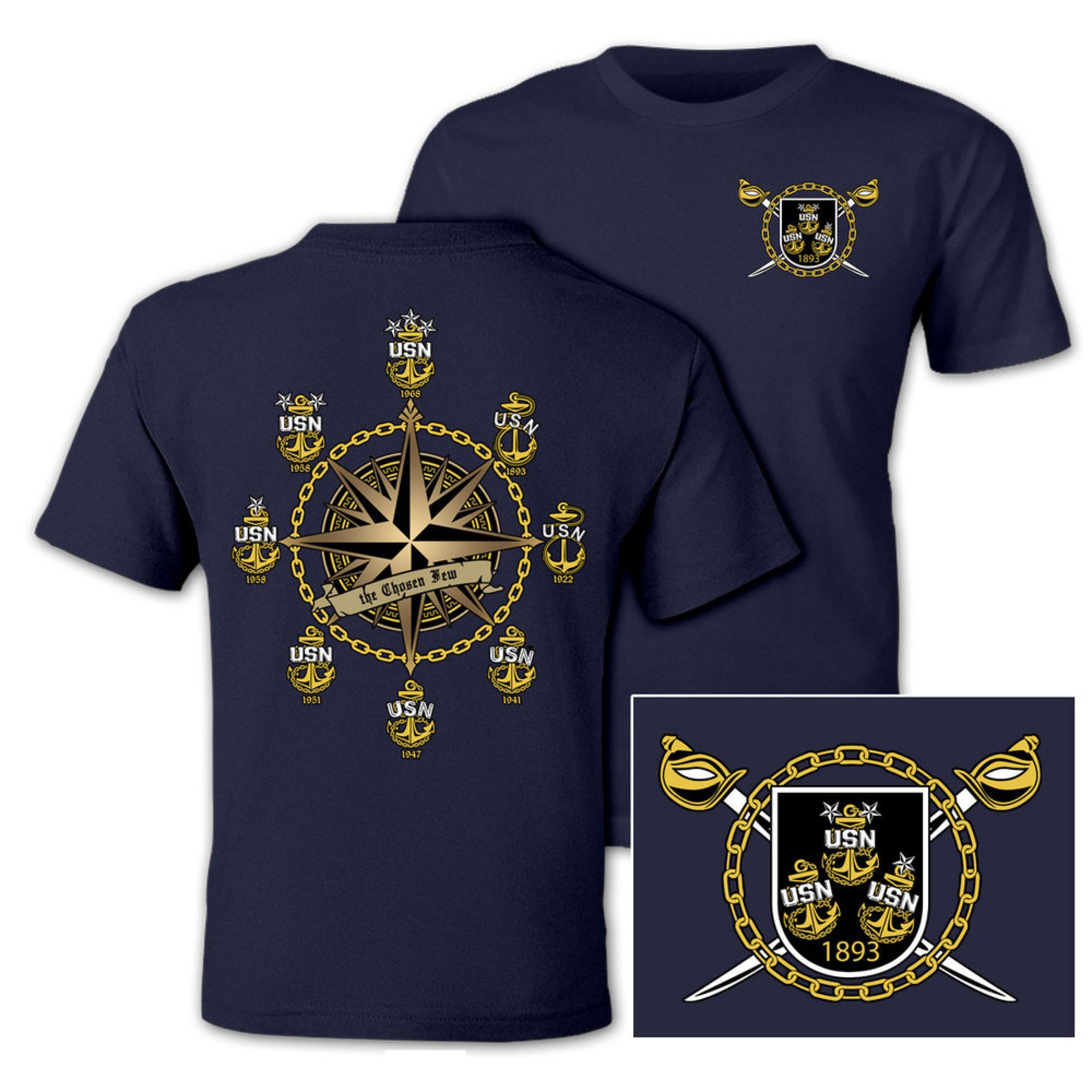 Navaltees Men's Semper Fortis Usn Chief Tee | Men's Navy Pride Tees ...