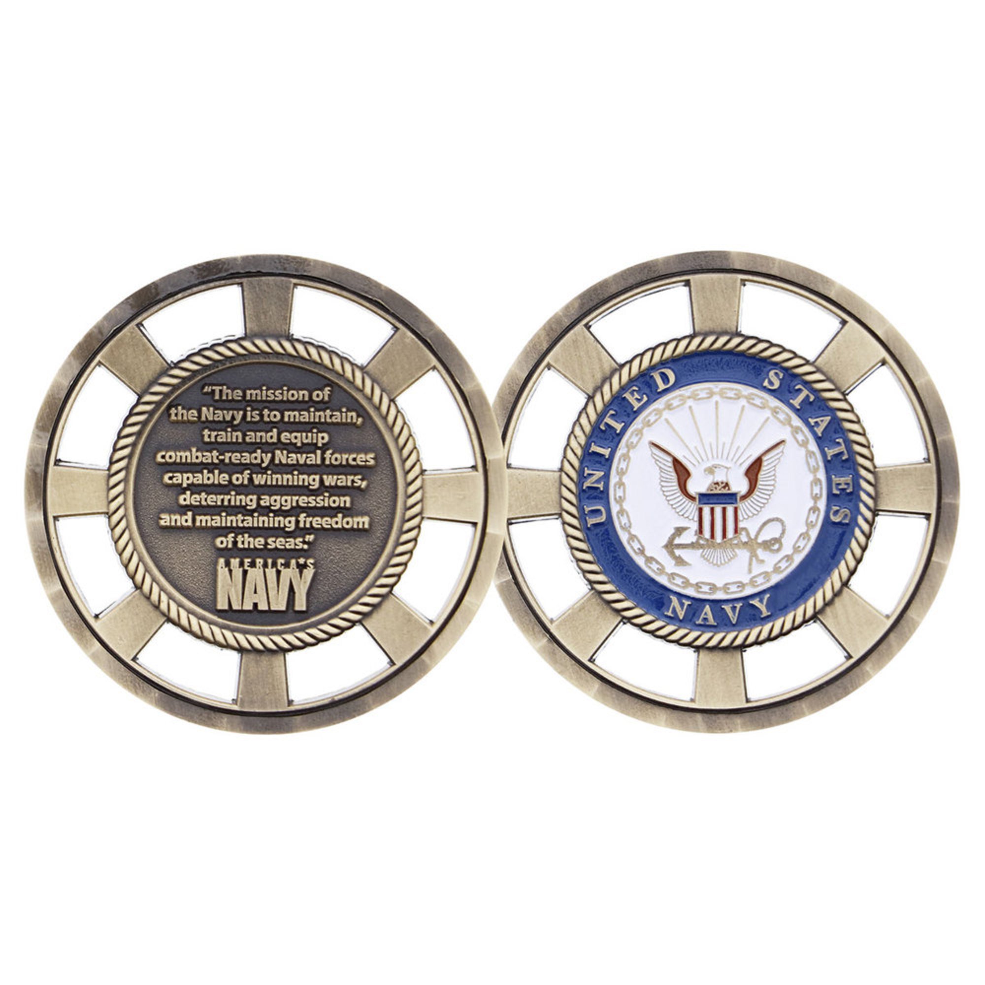 Challenge Coin Usn Mission Cut Out Coin | Coins | Navy Pride - Shop ...