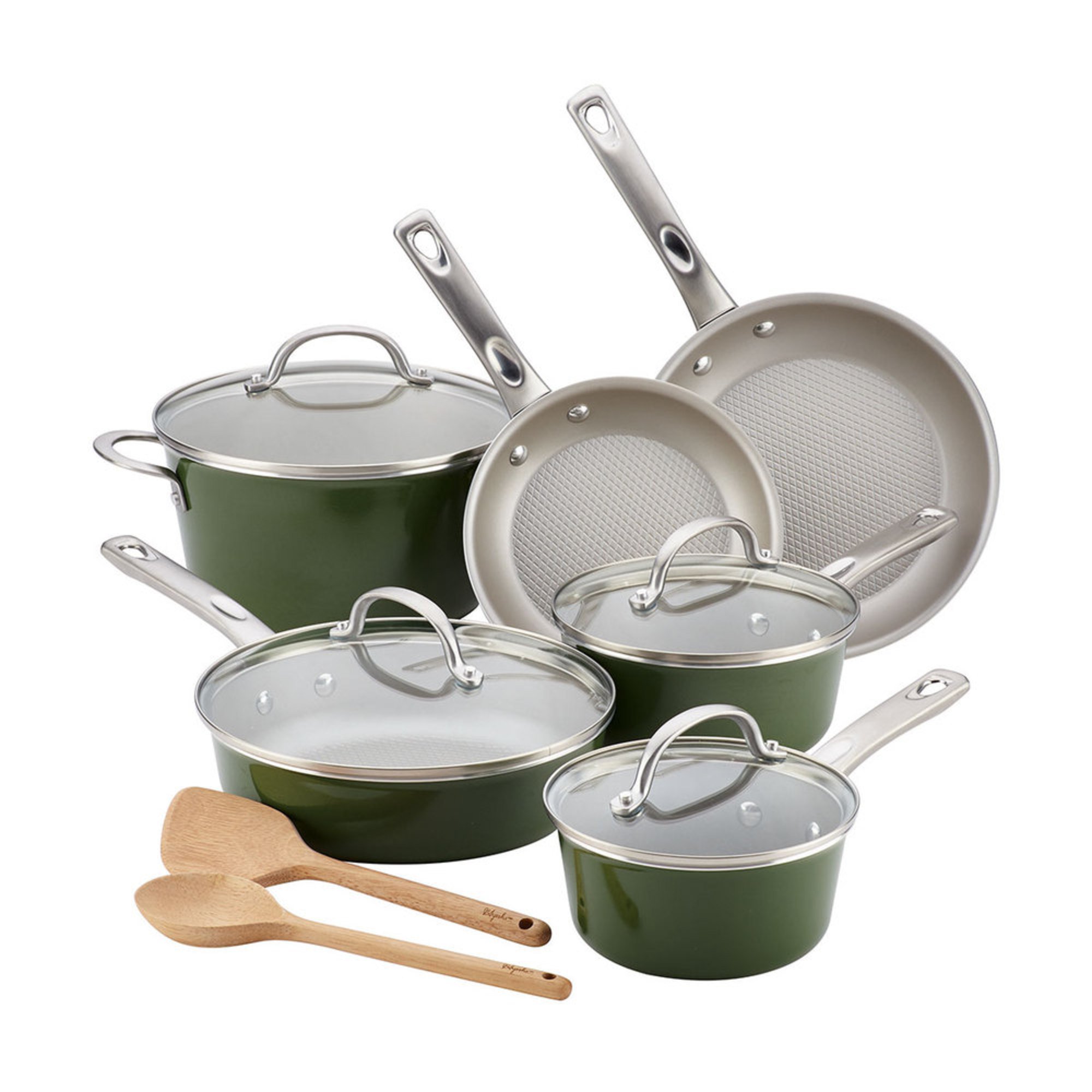 Ayesha Curry 12-piece Nonstick Cookware Set, Basil Green | Cookware ...