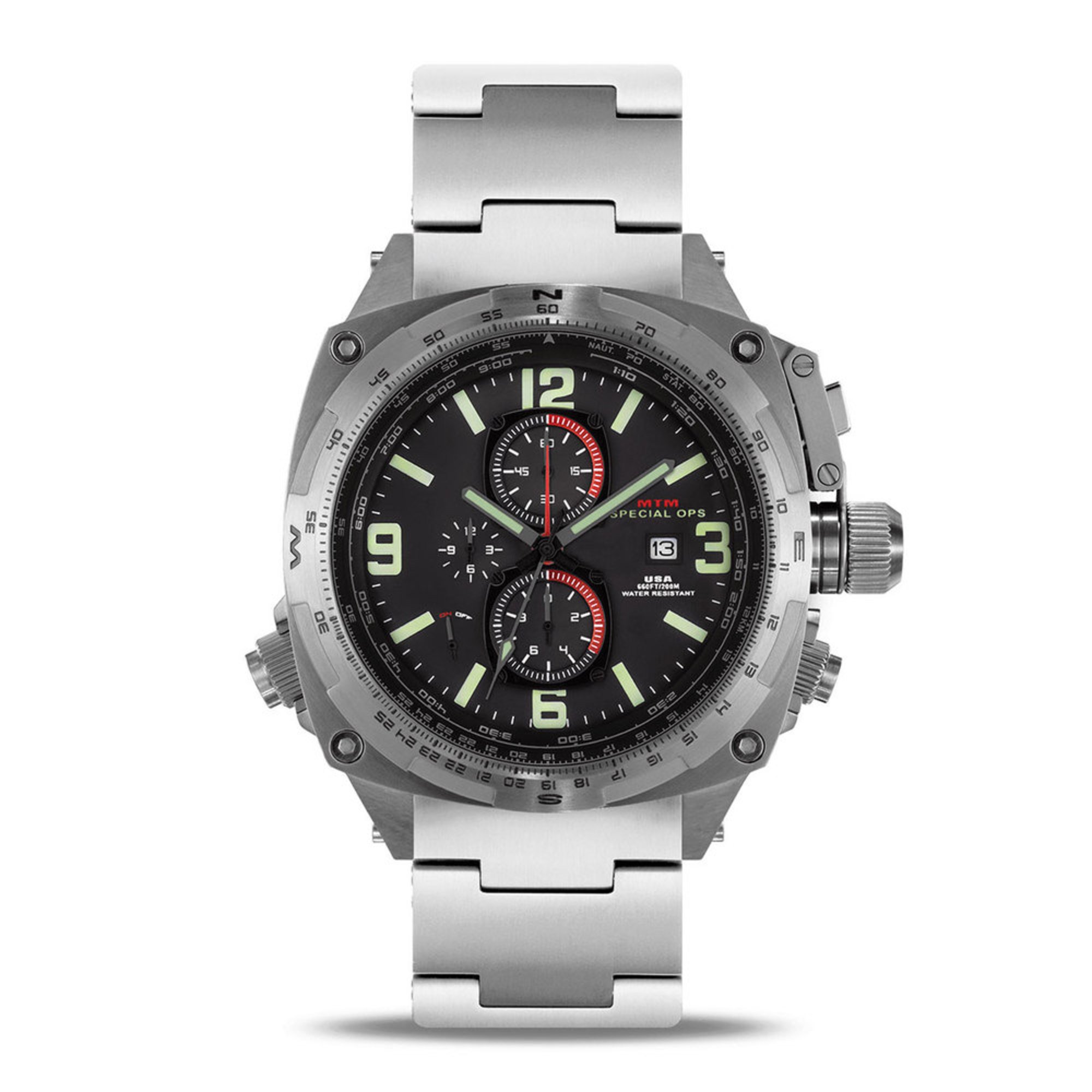 Mtm Special Ops Cobra Chronograph Silver/black Titanium Watch, 47.5mm ...