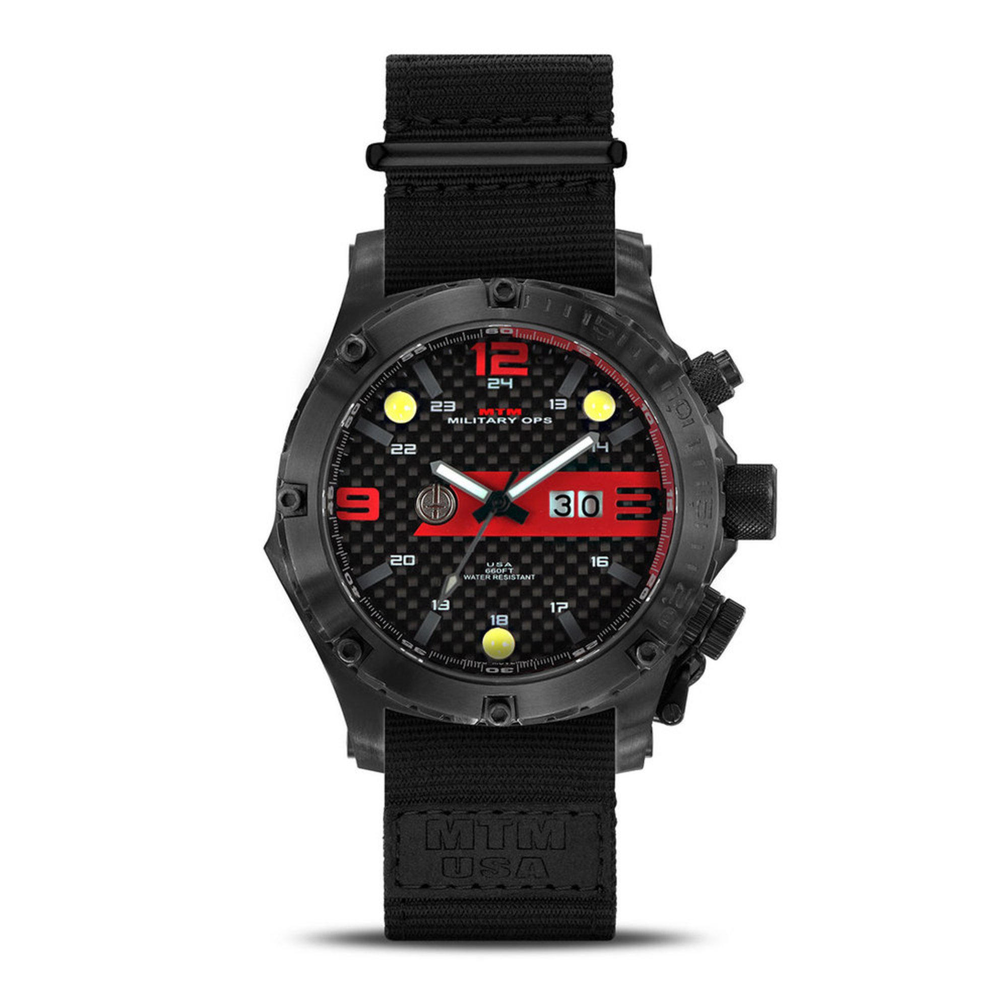 Mtm Special Ops Vulture Black/red Nato Black Band Watch, 47mm | Men's ...