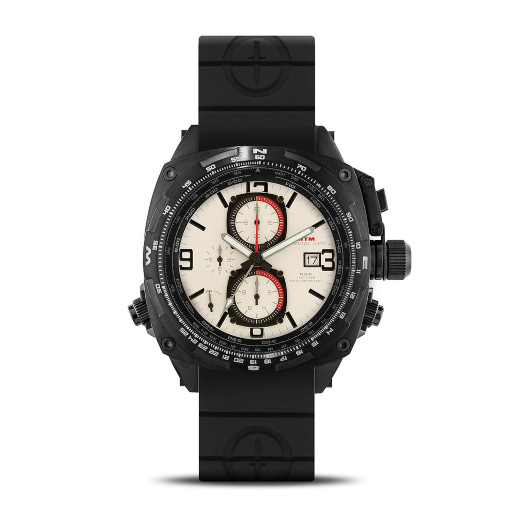 Mtm Special Ops Cobra Chronograph Black/titanium Tan Rubber Watch, 44mm ...