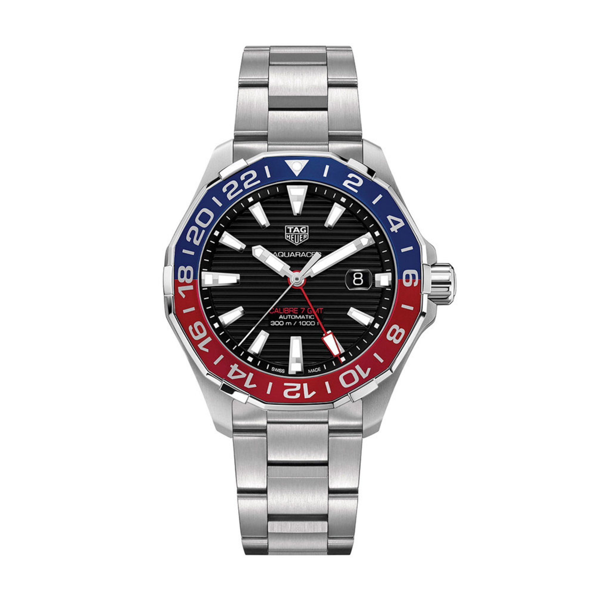 Tag Heuer Men's Aquaracer Black Dial Blue/ Red Bezel Automatic Gmt ...