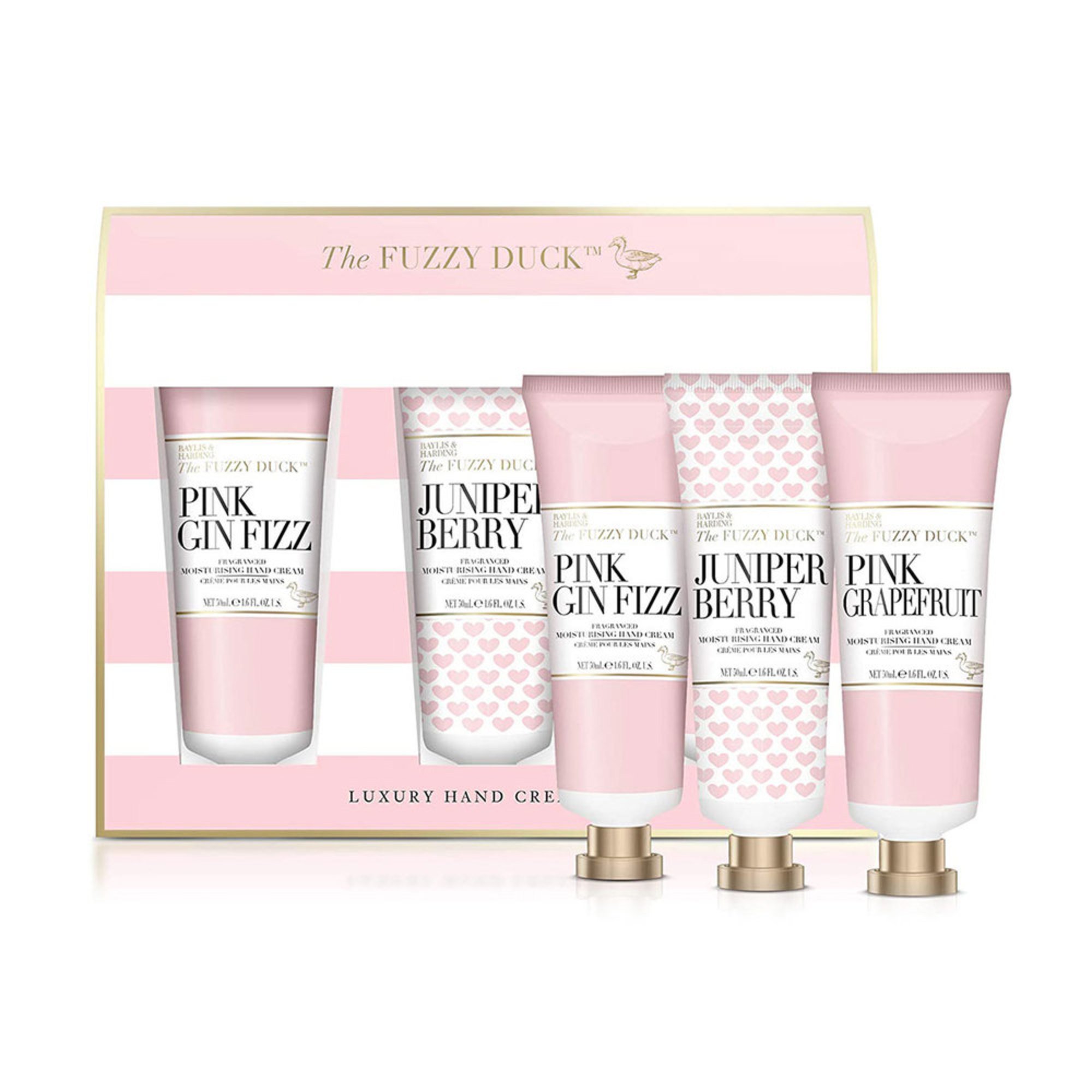 The Fuzzy Duck Pink Gin Fizz Assorted 3 Hand Cream Gift Set | Bath ...