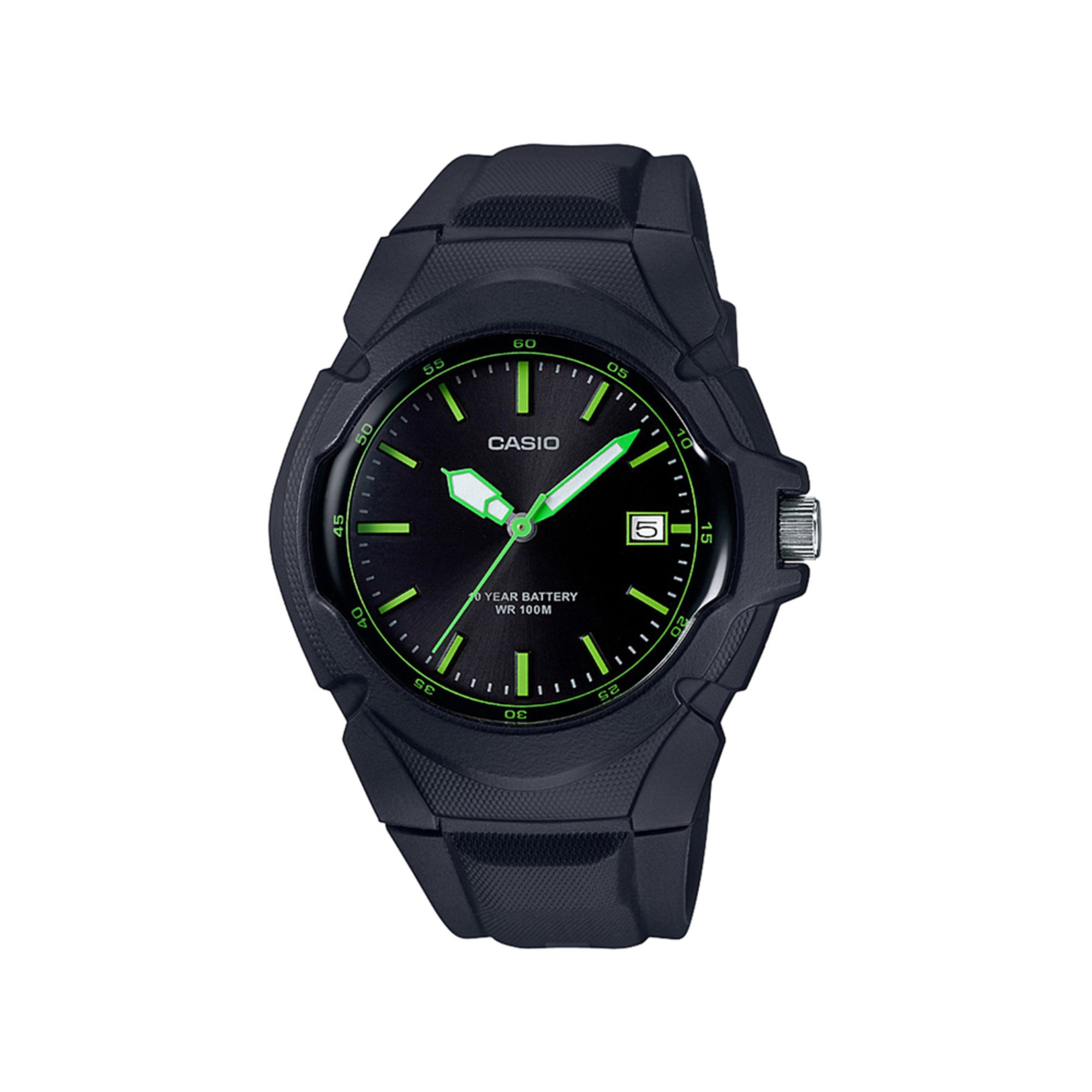 Casio Women's Black-green Dial/black Resin Strap Watch, 34.2mm | Women ...