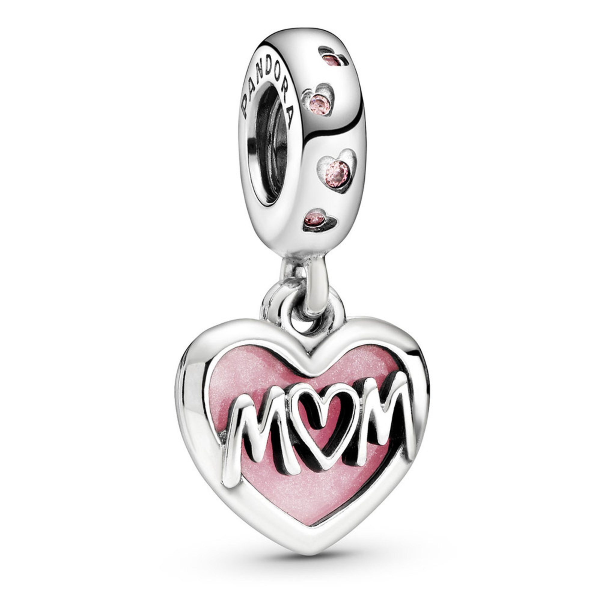 Pandora Mom Script Heart Pink Enamel And Cz Dangle Charm | Charms ...