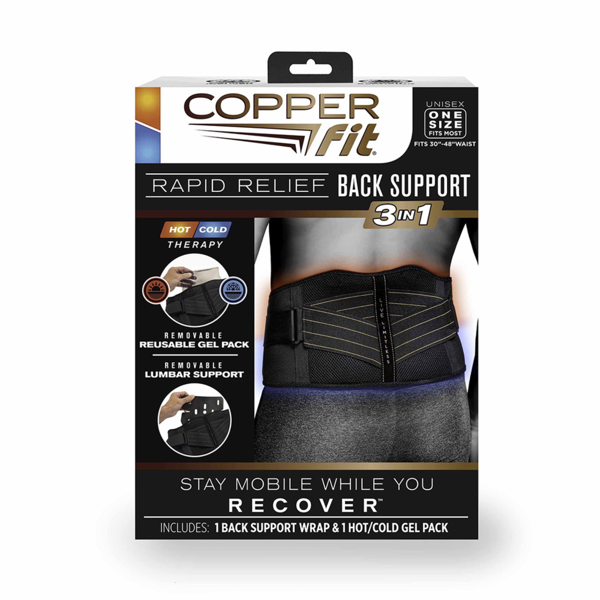 As Seen On Tv Copper Fit Rapid Relief One-size Adjustable Back Support ...