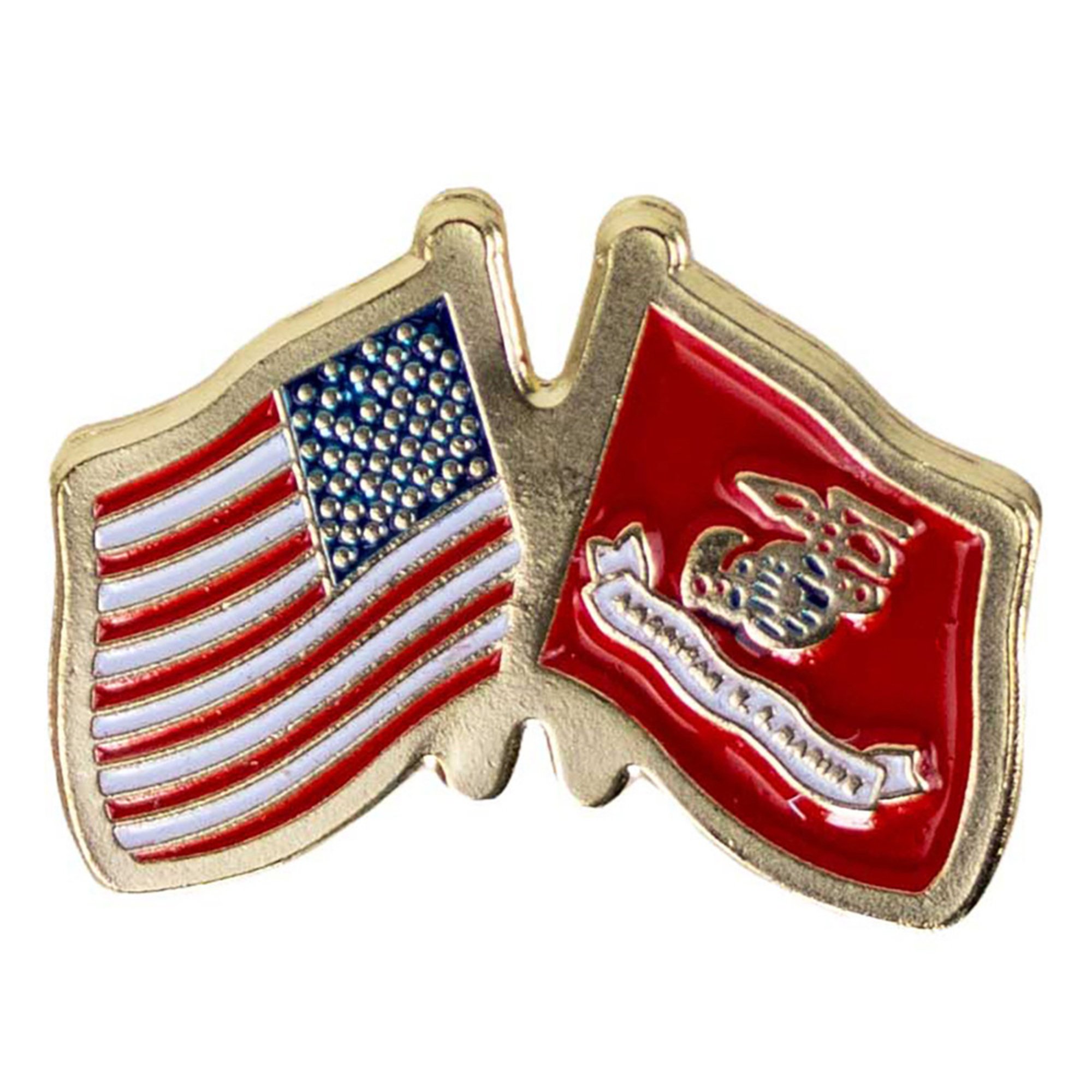 Usmc Lapel Pin Enamel Crossed Us And Usmc Flags | Miscellaneous ...