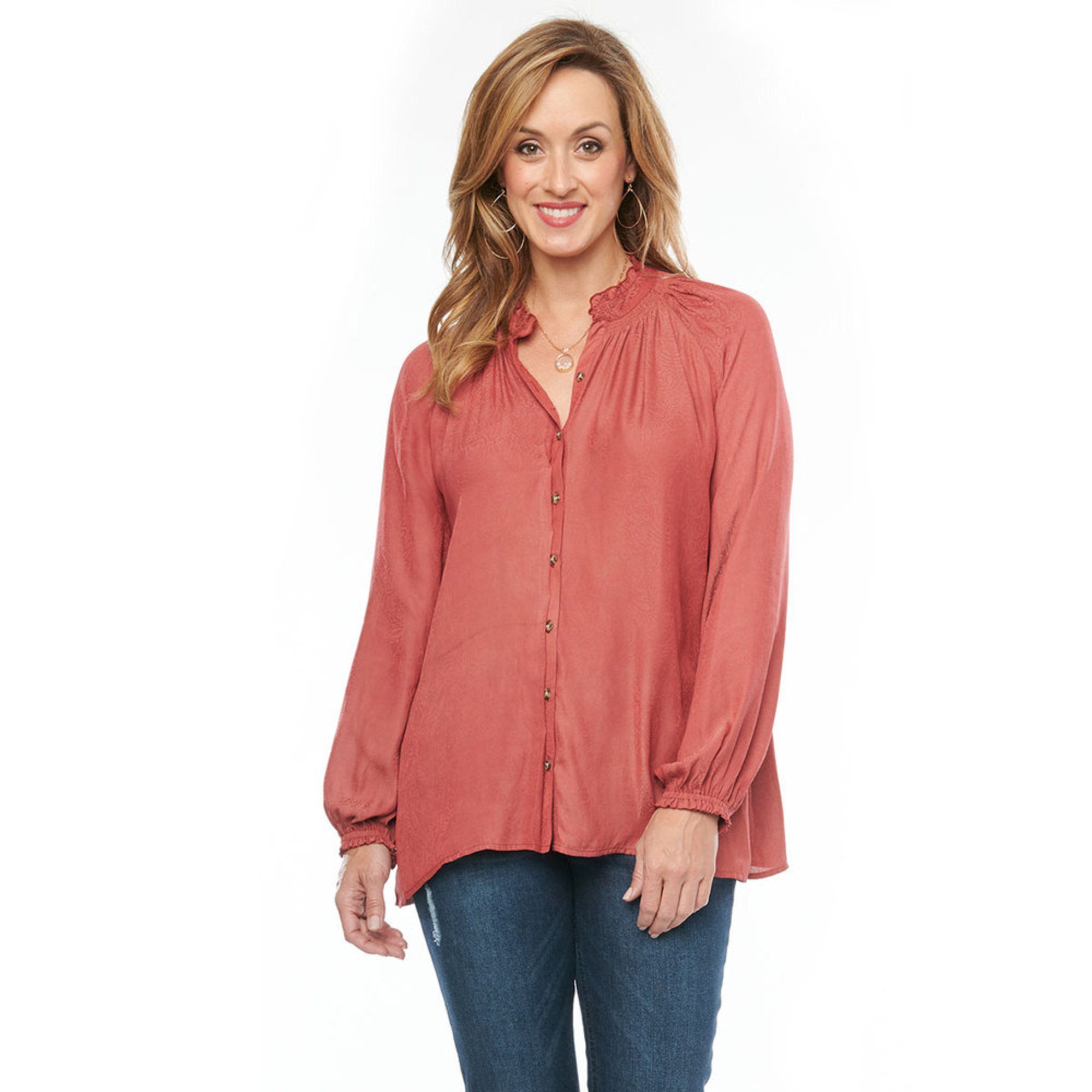 Democracy Women's Smock Neck Pleat Blouse | Casual & Dress Blouses ...