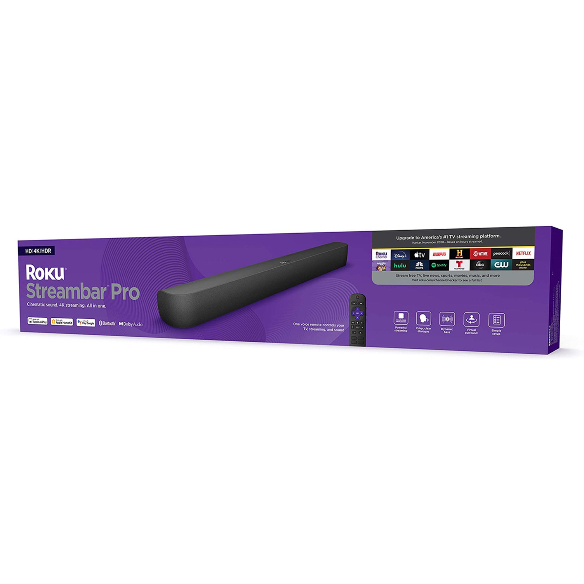Roku Streambar Pro 4k Hd Hdr Streaming Media Player Cinematic Sound ...