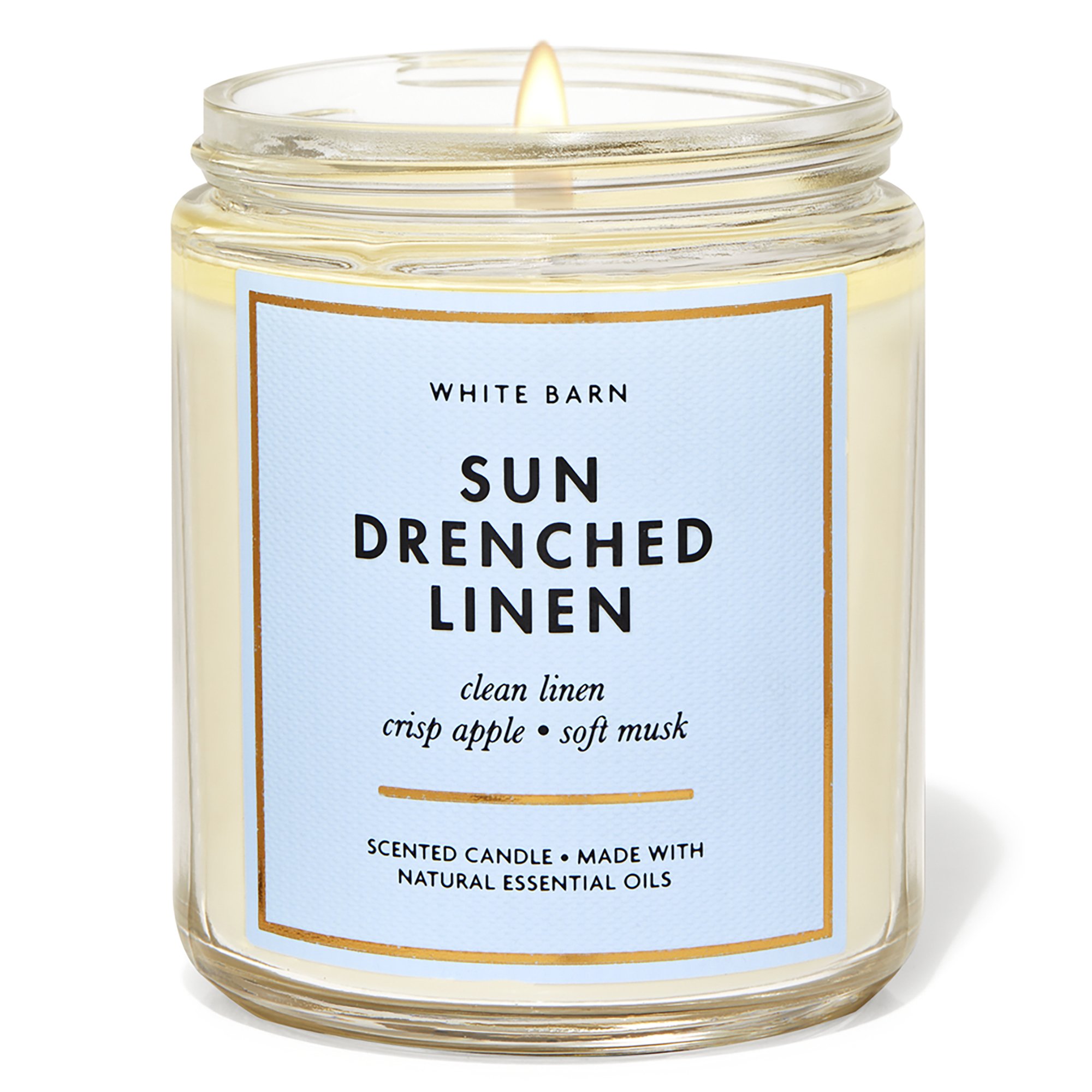 Bath & Body Works Sun-drenched Linen Single Wick Candle | Scented Candles | Beauty & Personal ...