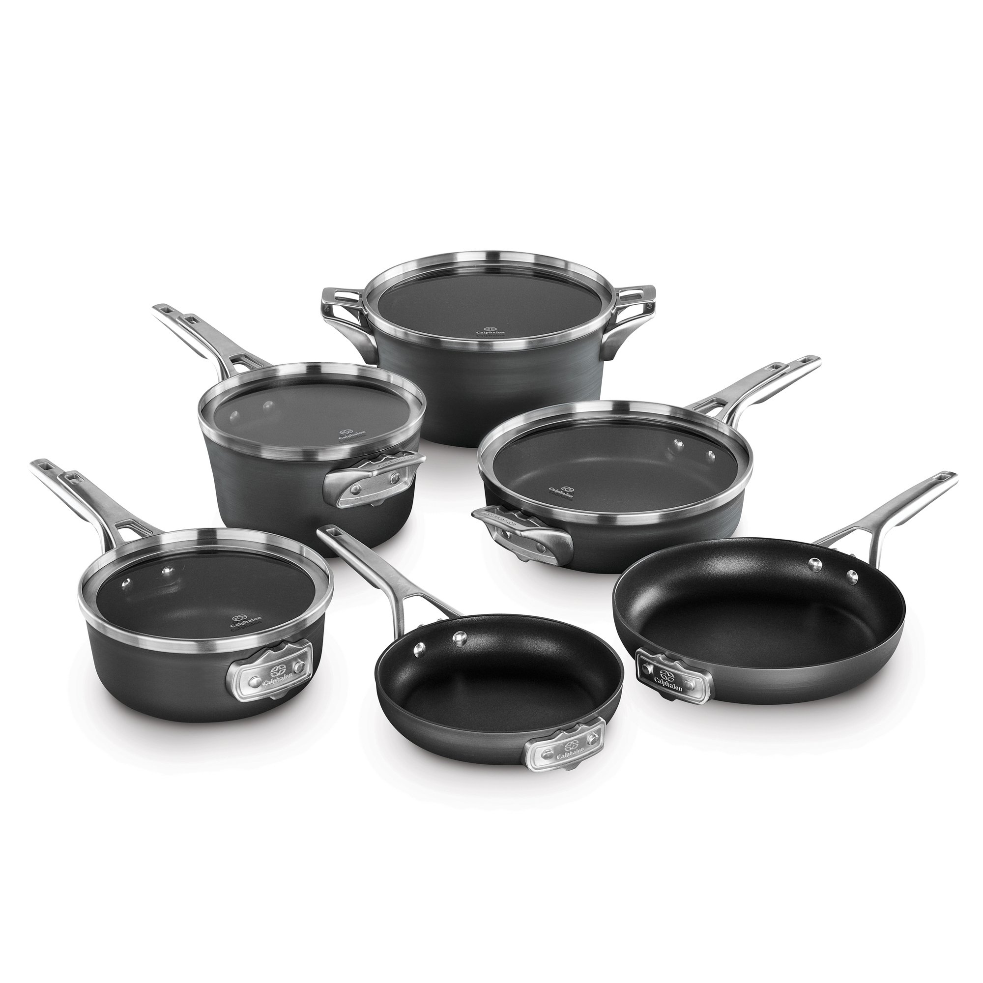 Calphalon Premier Hard Anodized Nonstick Space Saving 10 Piece Cookware