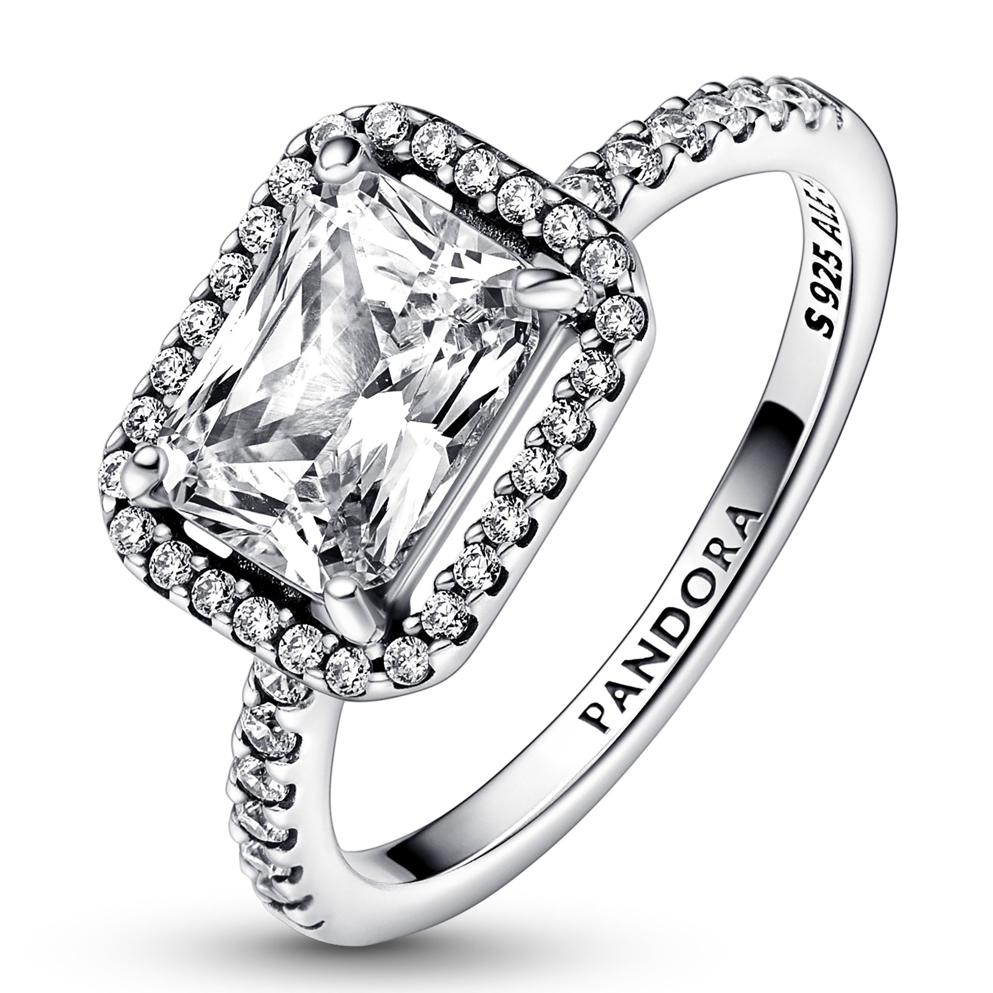 Pandora Rectangular Sparkling Halo Ring | Pearl Necklaces | Accessories ...