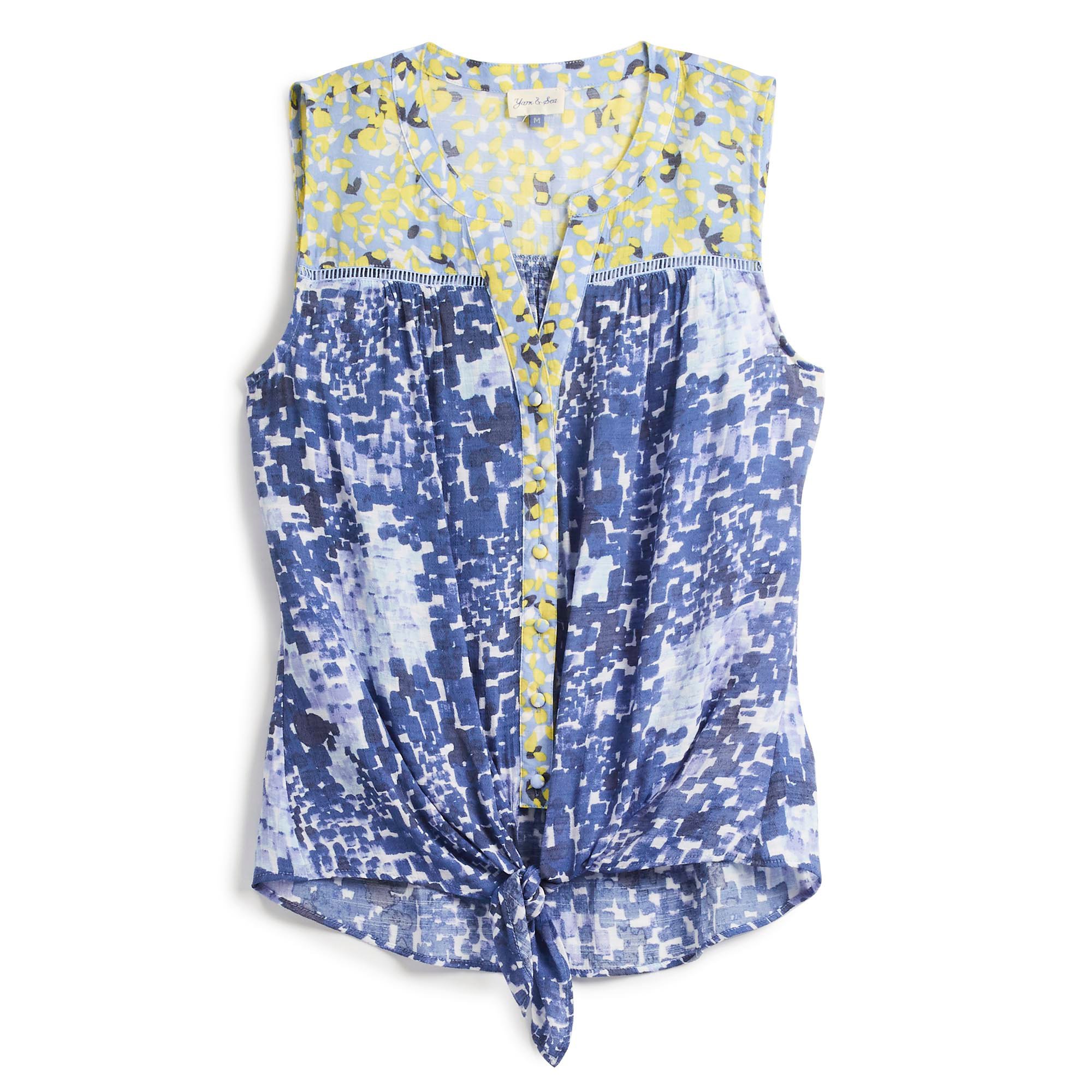 Yarn & Sea Women's Sleeveless Tie Waist Slub Knit Top (plus Size ...