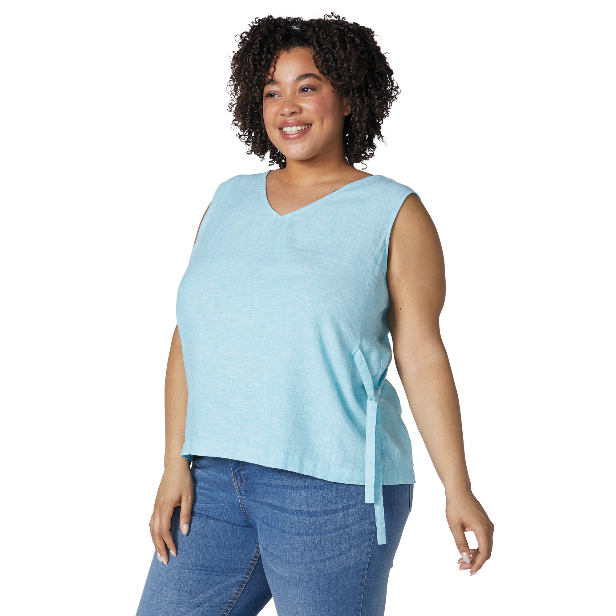 Yarn & Sea Women's Sleeveless Side Tie Linen Top (plus Size) | Women's ...