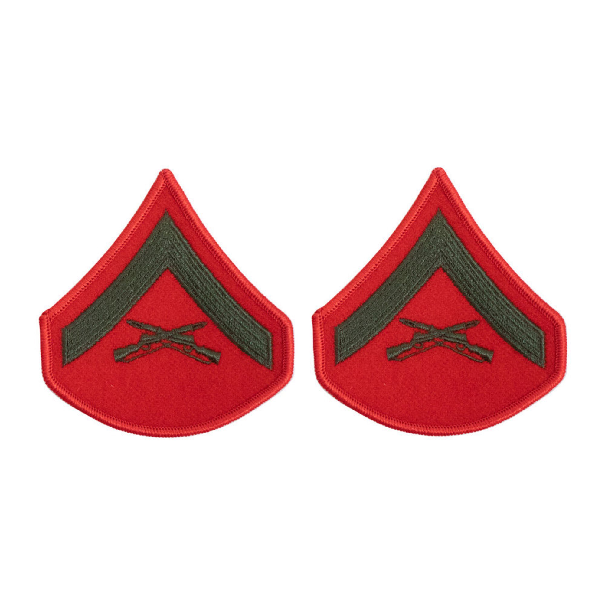 Usmc Women's Chevron Green On Red Lcpl | Rank Insignia | Military ...