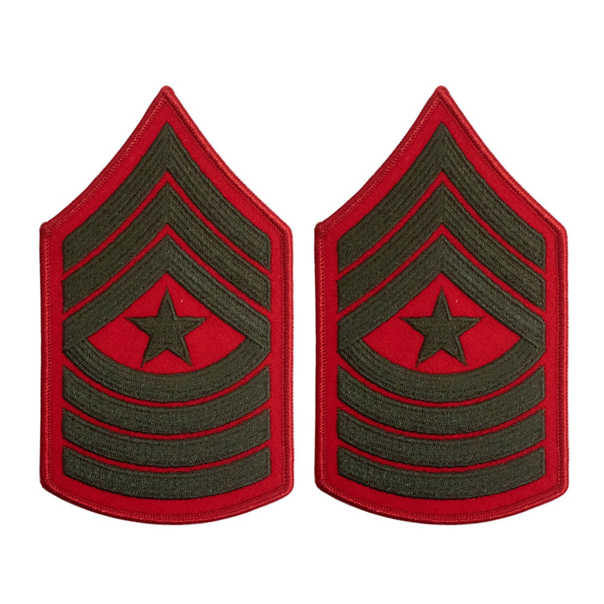 Usmc Women's Chevron Green On Red Merrowed Sgtmaj | Rank Insignia ...
