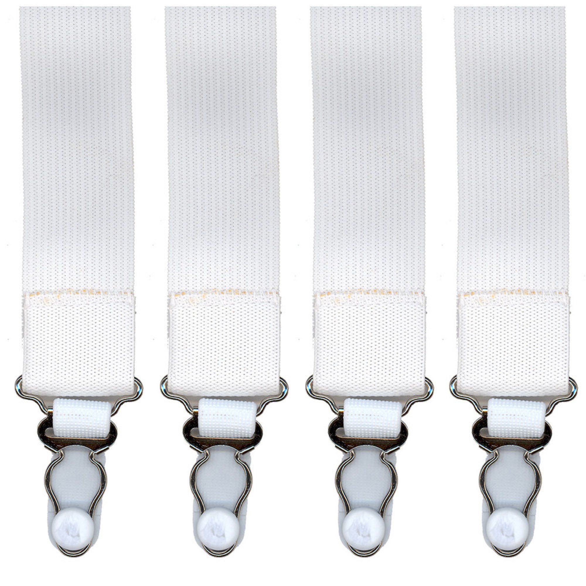 Shirt Garters White Elastic With Metal Clips 4 Pack | Shirt Stays ...