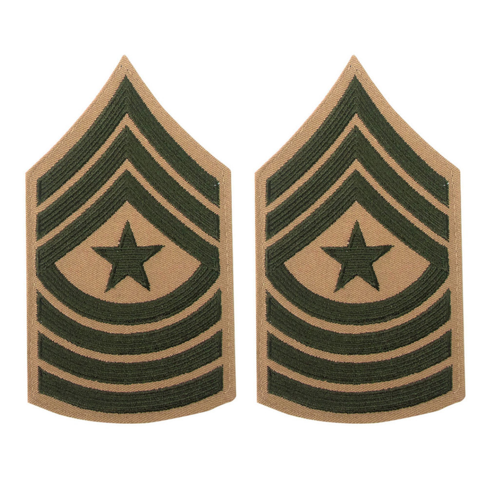 Usmc Men's Chevron Green On Khaki Sgtmaj | Rank Insignia | Military ...