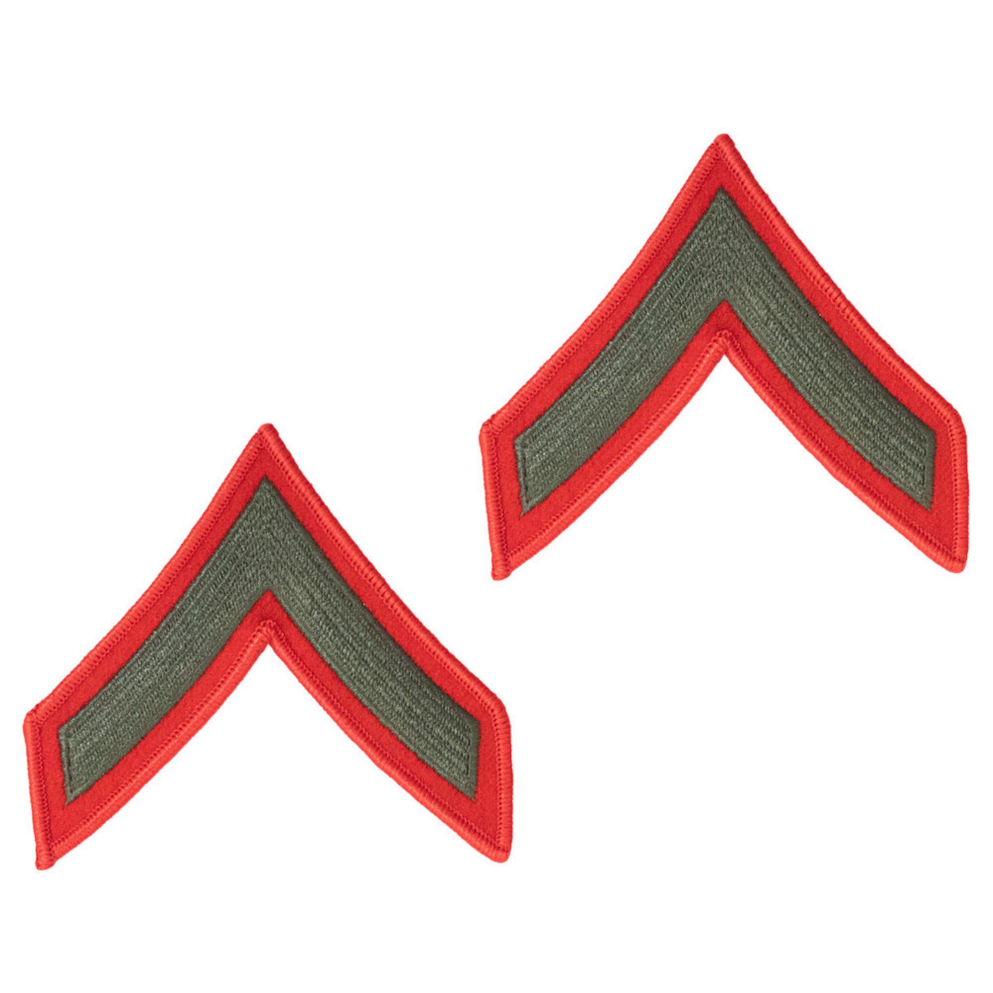 Usmc Men's Chevron Green On Red Merrowed Pfc | Chevrons & Stripes ...