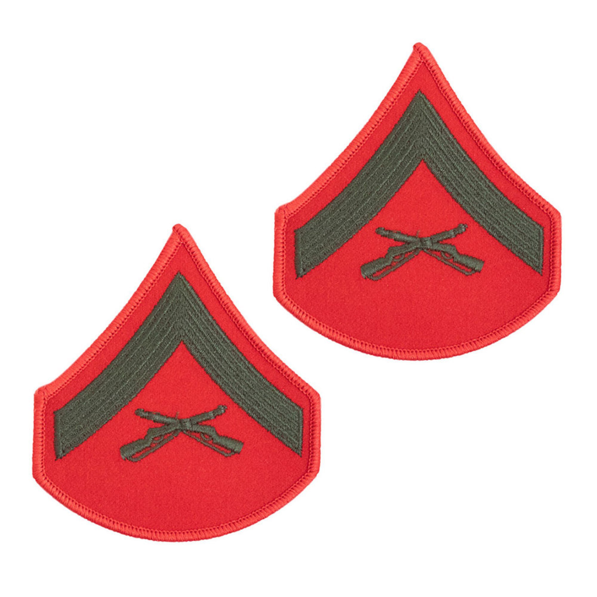 Usmc Men's Chevron Green On Red Merrowed Lcpl | Rank Insignia ...