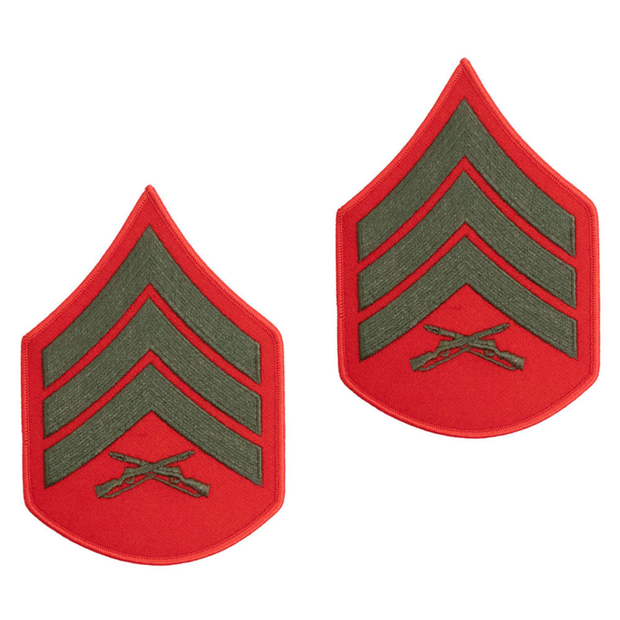 Usmc Men's Chevron Green On Red Merrowed Sgt | Rank Insignia | Military ...