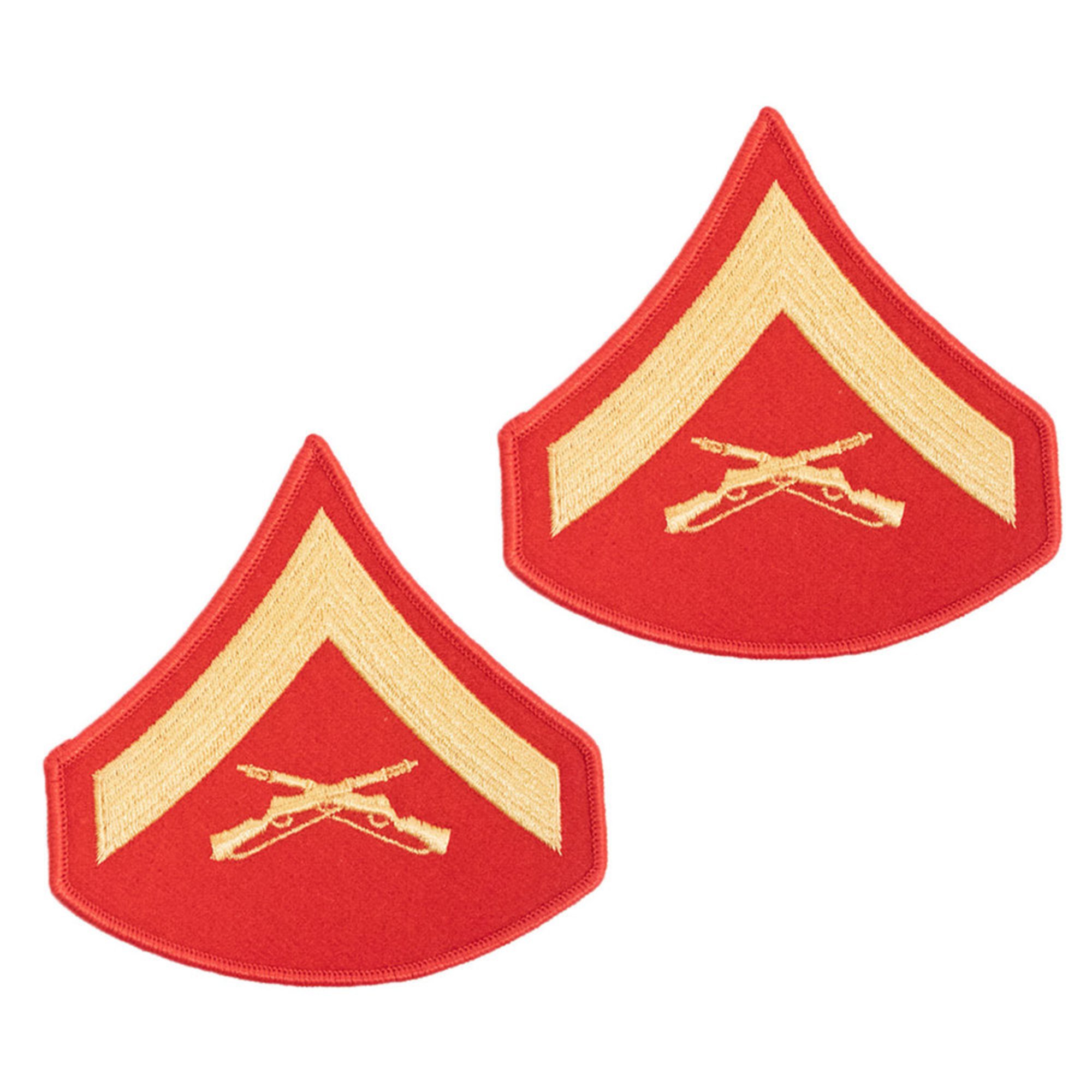 Usmc Men's Chevron Gold On Red Merrowed Lcpl | Chevrons & Service ...