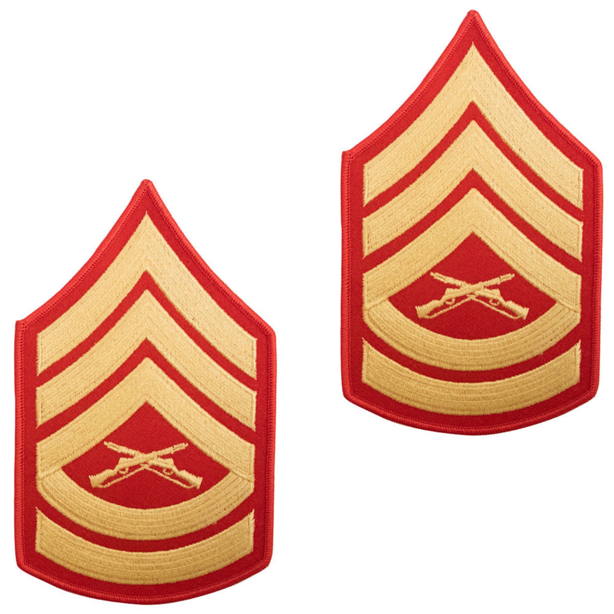 Usmc Men's Chevron Gold On Red Merrowed Gysgt | Rank Insignia ...