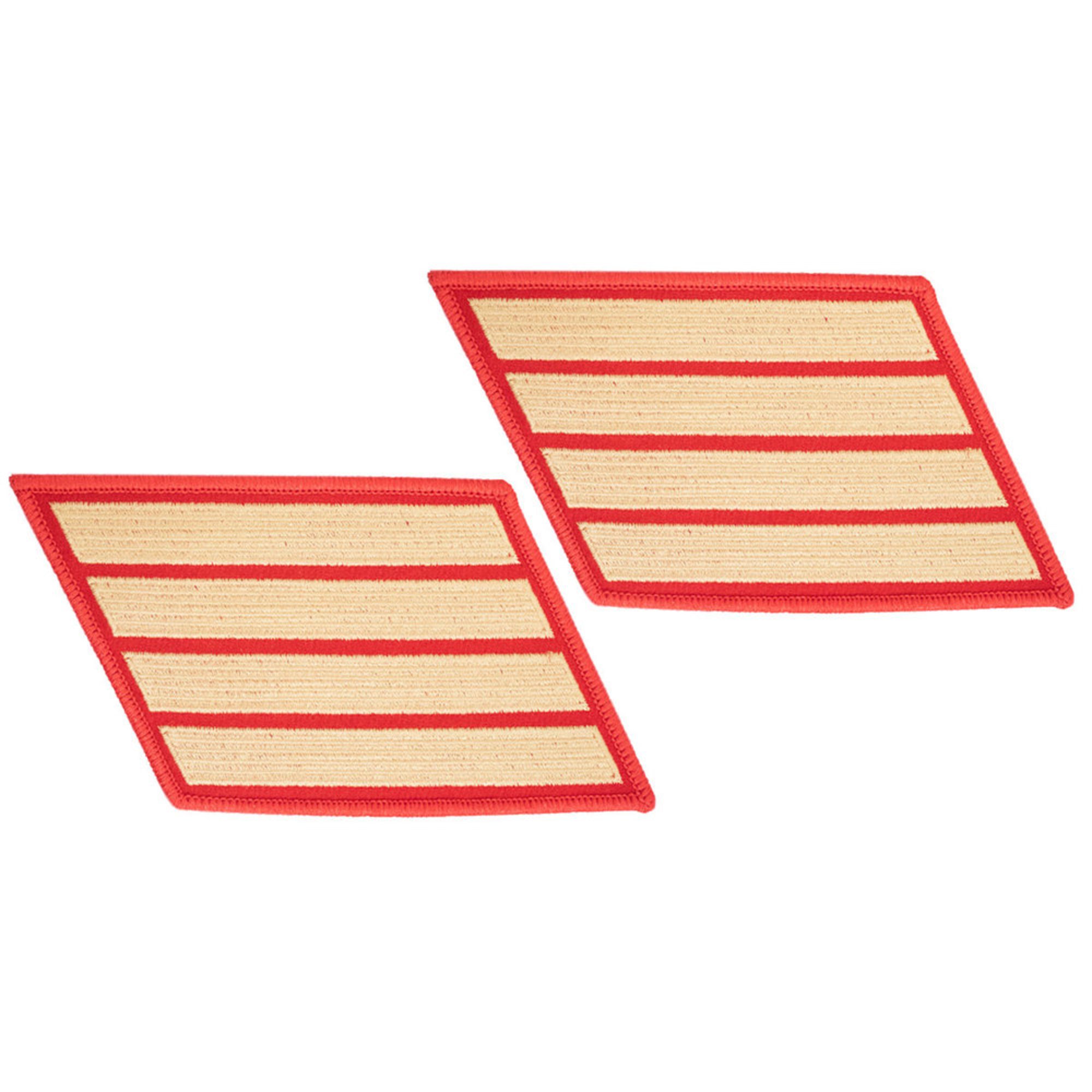 Usmc Men's Service Stripe Set 4 Gold On Red Merrowed | Chevrons ...