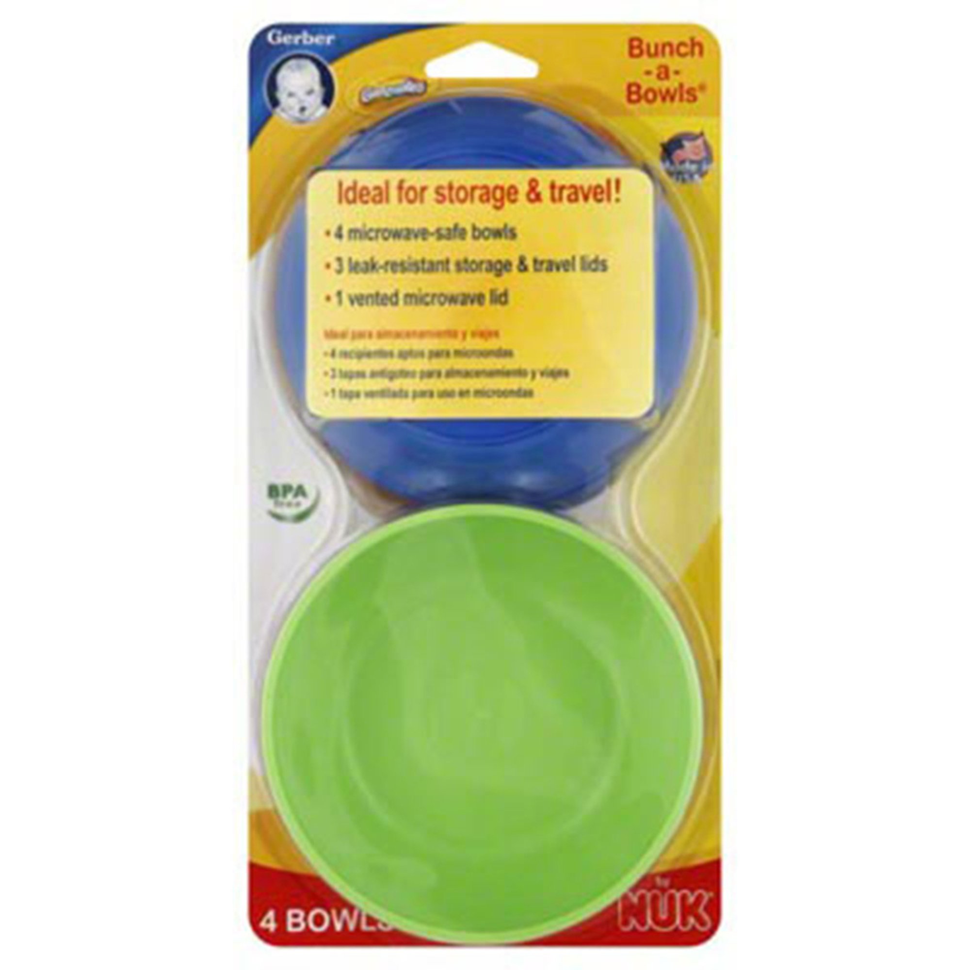 Gerber Nuk 4-pack Bunch-a-bowls & Lids | Bowls & Plates | Baby, Kids ...