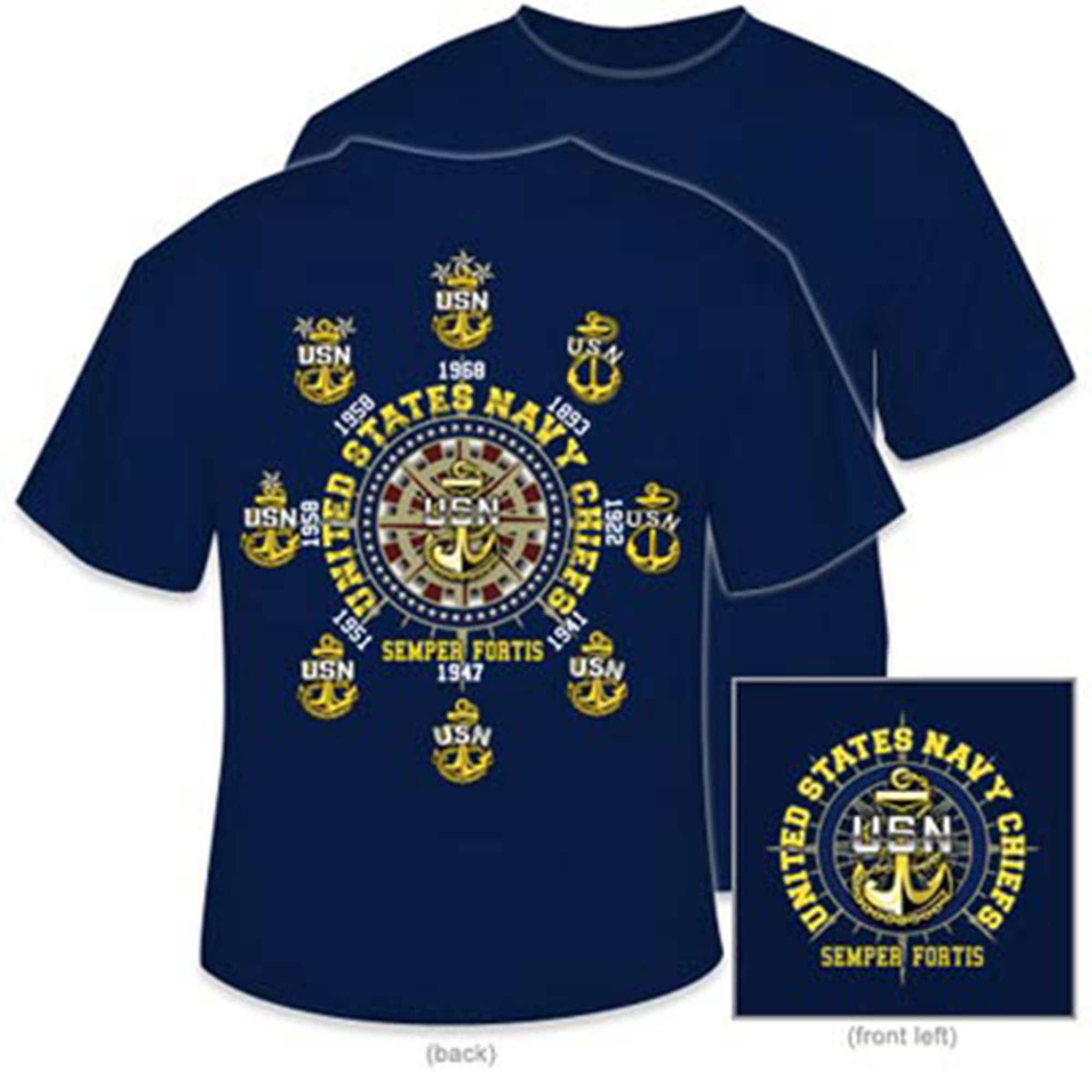 Navaltees Men's Usn Cpo "semper Fortis" Tee | Men's Chief Apparel ...