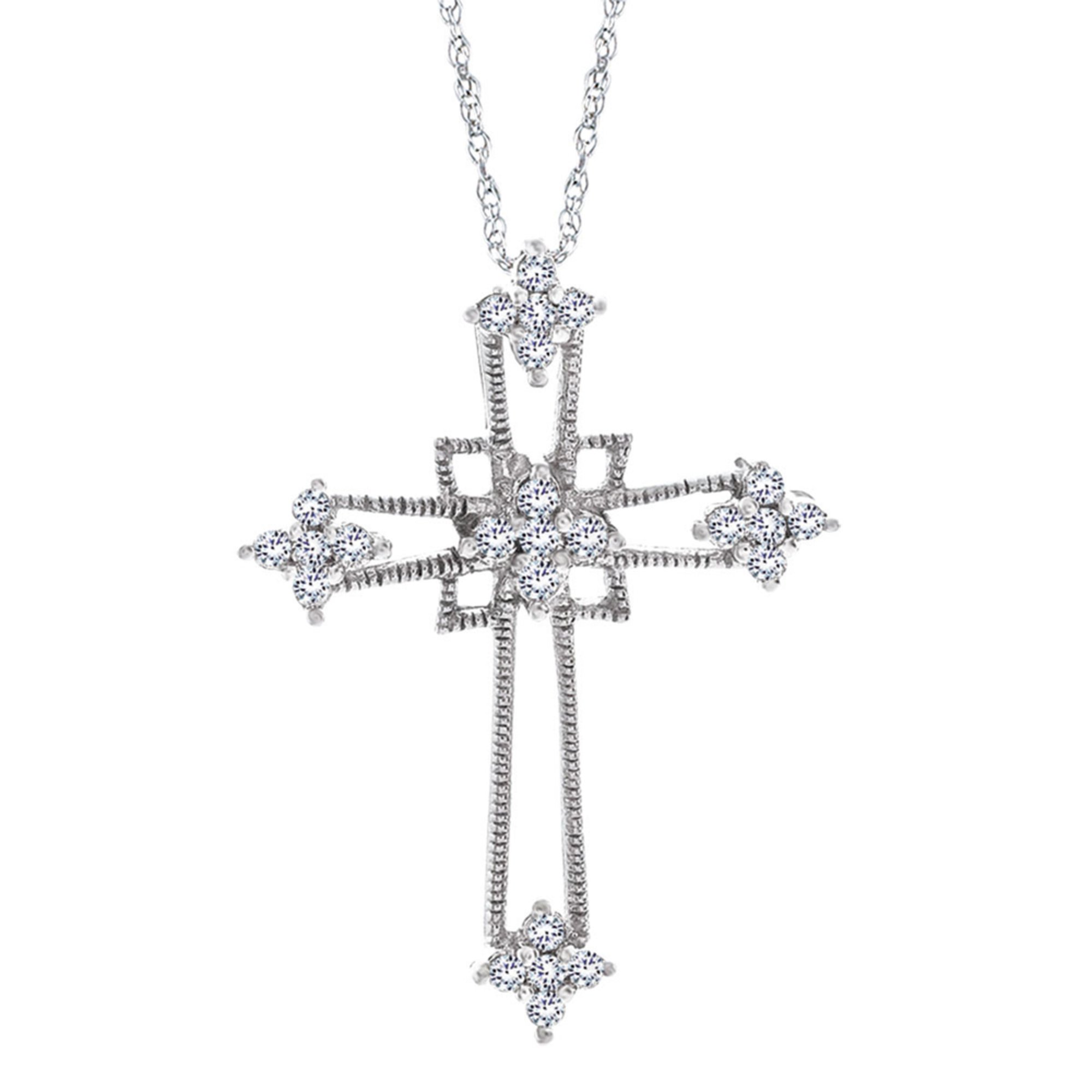 Sterling Silver 1/5 Cttw Diamond Cross | Diamond Necklaces ...