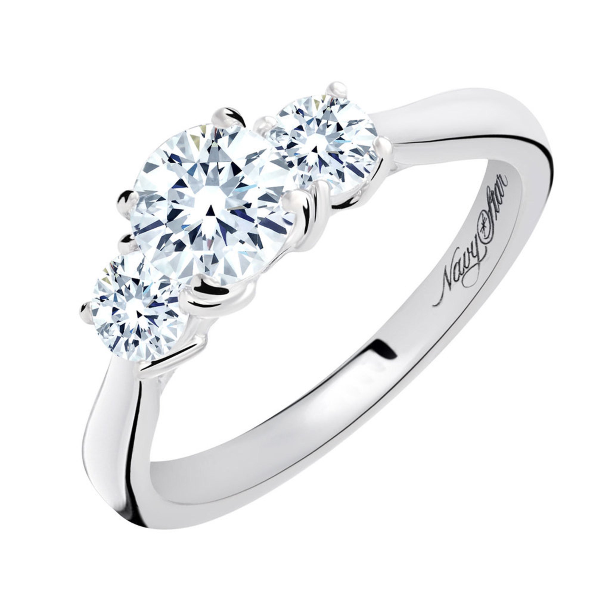Navy Star 1 1/4 Cttw 3-stone Ring, 14k White Gold | Engagement Rings ...