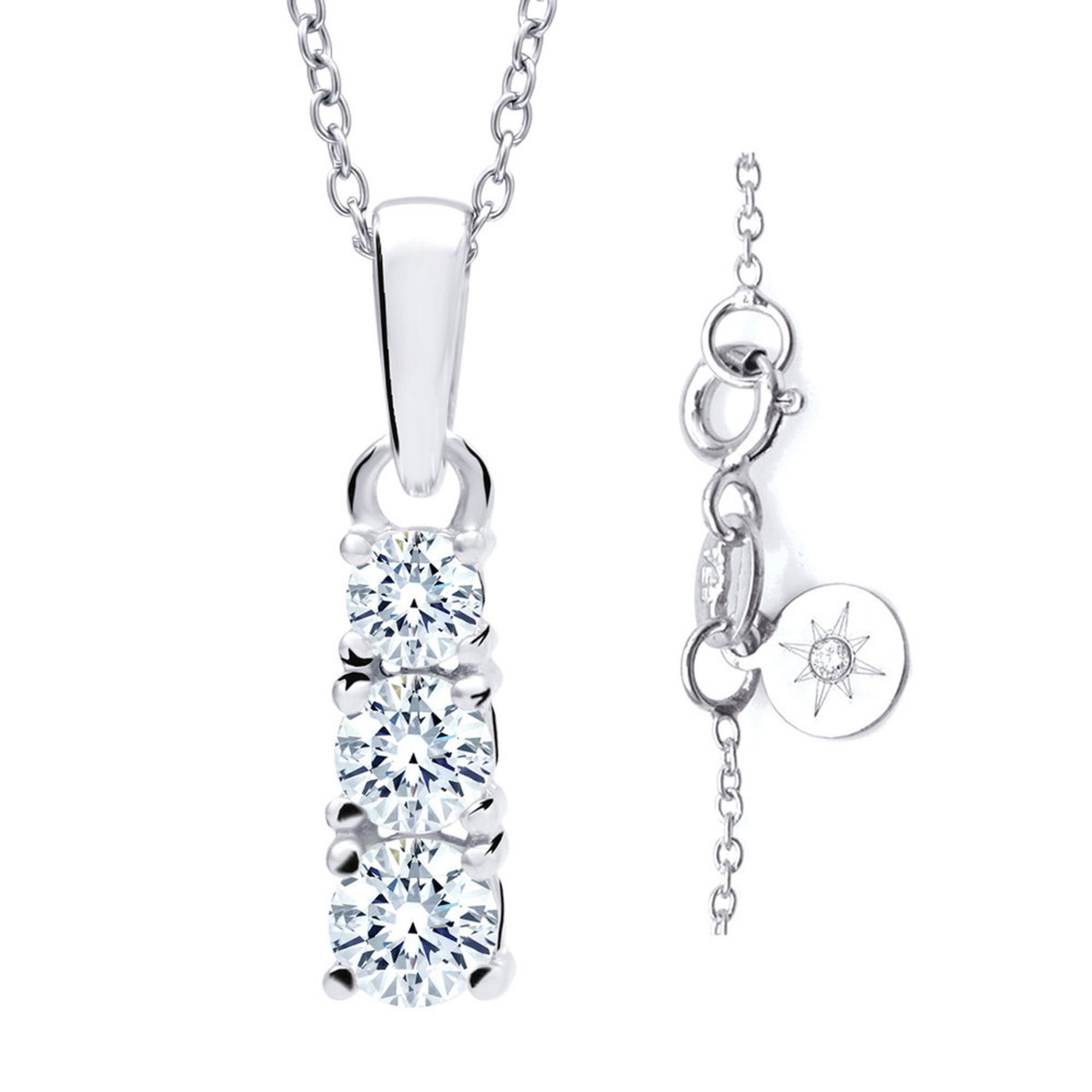 Navy Star 3/4 Cttw 3-stone Pendant, 14k White Gold | Diamond Necklaces ...